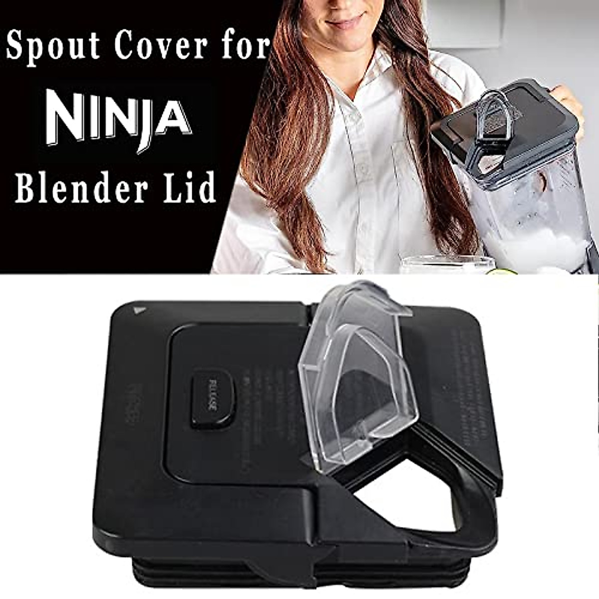 Pour Spout Cover Replacement for Ninja Blender Lid, Replacement Spout Cover for Ninja Blender 72 oz Square Pitcher, Suitable for NJ600-NJ602 and BL500-BL781, Clear