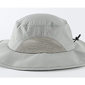 Home Prefer UPF50+ Mens Sun Hat Wide Brim Fishing Hat Airy Mesh UV Protection Hat Portable Bucket Sun Hat Light Grey