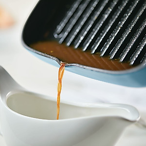 KitchenAid Enameled Cast Iron Square Grill and Roasting Pan, 11 Inch, Blue Velvet