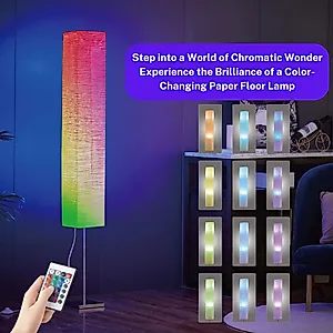 LIGHTACCENTS Honors Color Changing Floor Lamp With Two RGB LED Bulbs And Remote Control - Select From 4 Color Changing Modes. The Remote also has a built-in dimmer.