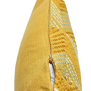 Creative Co-Op Cotton Embroidered Lumbar Tassels Pillow, 20" L x 12" W x 2" H, Multicolor