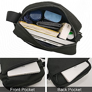 Unisex Small Crossbody Bag, Anti-Theft Side Shoulder Bag with RFID and Zipper Locked, Adjustable Heritage Mini Messenger Satchel Tote Bag, Black