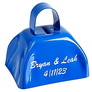 Set of 12 3-inch Cowbells with Handle, Hand Percussion Cow Bells Noise Makers for Sporting Events, Football Games (Blue)