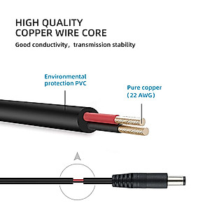 Sqlszt DC Power Adapter Extension Cable 100 feet 12V Power Adapter Extension Cable 2.1mm x 5.5mm Compatible with DC Adapter Cord Fit for CCTV Security Camera Wireless IP Camera Standalone DVR Black