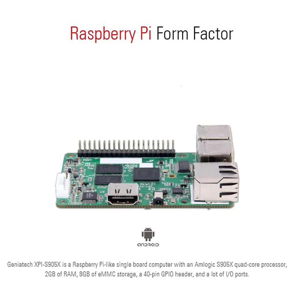 Geniatech DIY 4K Single Board, Card-Sized High Performance Board Moudle, Android 9.0 Quad-core Cortex-A55 2GB+8GB WiFi Bluetooth, for The Field of Teaching,Research, Industrial Computer