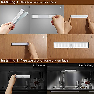Led Cabinet Lights,Motion Activated 20-LED Wireless Motion Sensor Closet Lights,Rechargeable USB,Battery Powered,Safe,Portable, Magnetic,Easy to Install,for Closet/Cabinet/Wardrobe/Kitchen(2Pack)