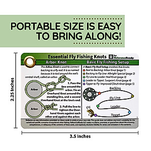Fly Fishing Knot Cards - Waterproof Guide to 14 Essential Fly Fishing Knots - Includes Mini Carabiner