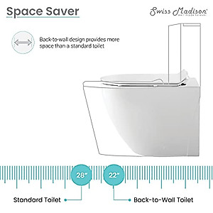 St. Tropez Back to Wall Concealed Tank Toilet Bowl, Black Hardware