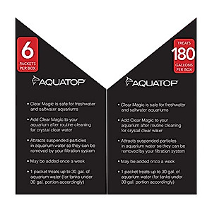 Aquatop Clear Magic Water Polisher, 6 Pack – For Saltwater & Freshwater Tanks, Aquarium Cleaner, Water Clarifier for Fish Tank, Keeps Water Crystal-Clear, Fish Tank Cleaning Tools