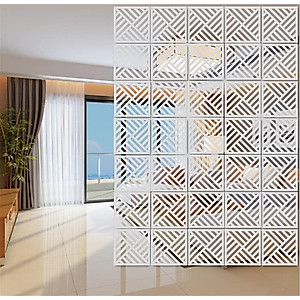 BMIDRUT 12Pcs/Set Hanging Room Divider White DIY Panel Screens Partition Wall Dividers Room Decorative with All Accessories 11.4x11.4 Inch (M6)