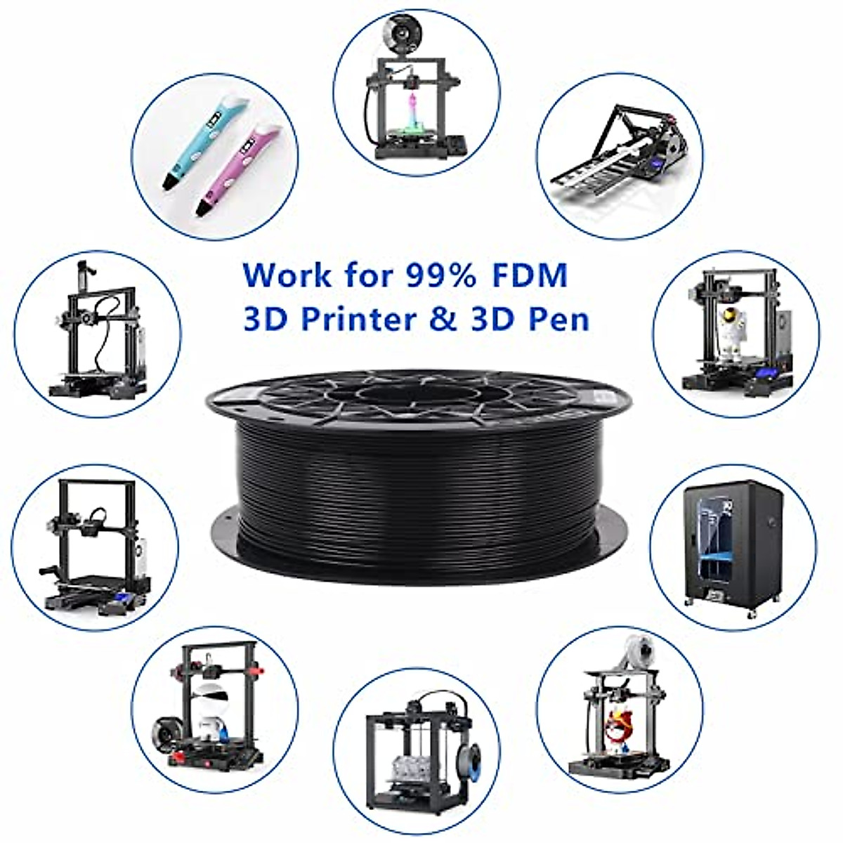 CCTREE PLA PRO Filament 1.75mm Black,3D Printing Filament Toughness PLA Plus 1kg Spool(2.2lbs) Dimensional Accuracy ± 0.03mm,ST-PLA (PLA+) Tough & High Rigidity Filament for Most FDM 3D Printers