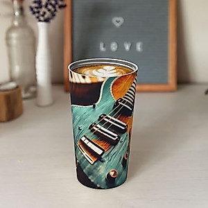 WANGZHAO Musical Guitar patterns Print Double Wall Stainless Steel Vacuum Insulated Tumbler Cup Home Thermal Cup