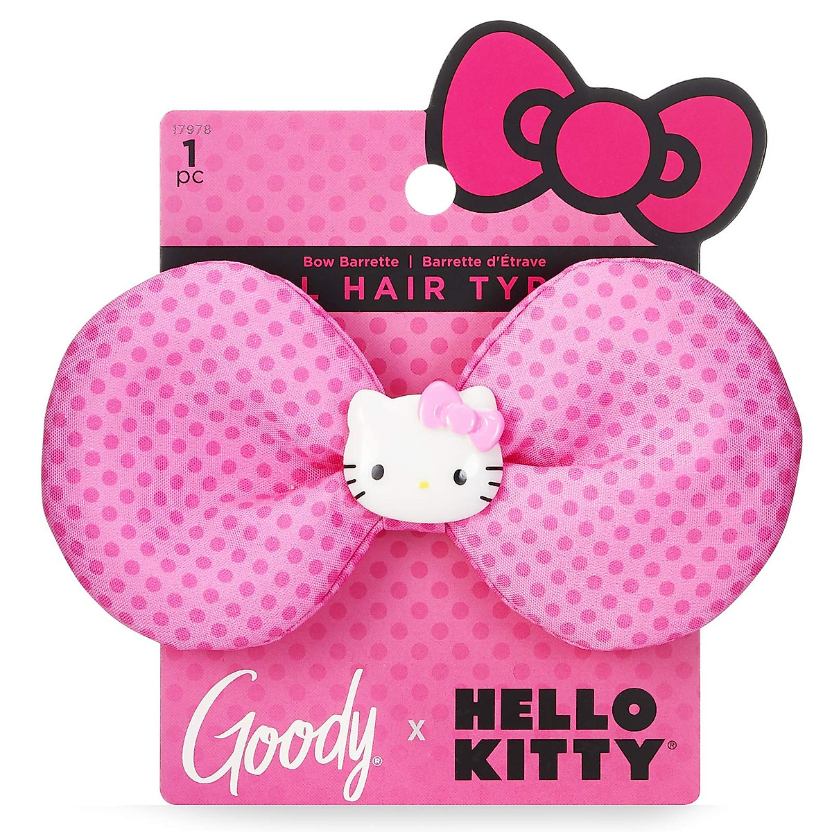 GOODY x Hello Kitty Girls Hair Clip Pink Bow Stay Tight Closure Help Keep Hairs In Place Hair Accessories to Style With Ease and Keep Your Hair Secured For All Hair Types Pain Free, 1 Count