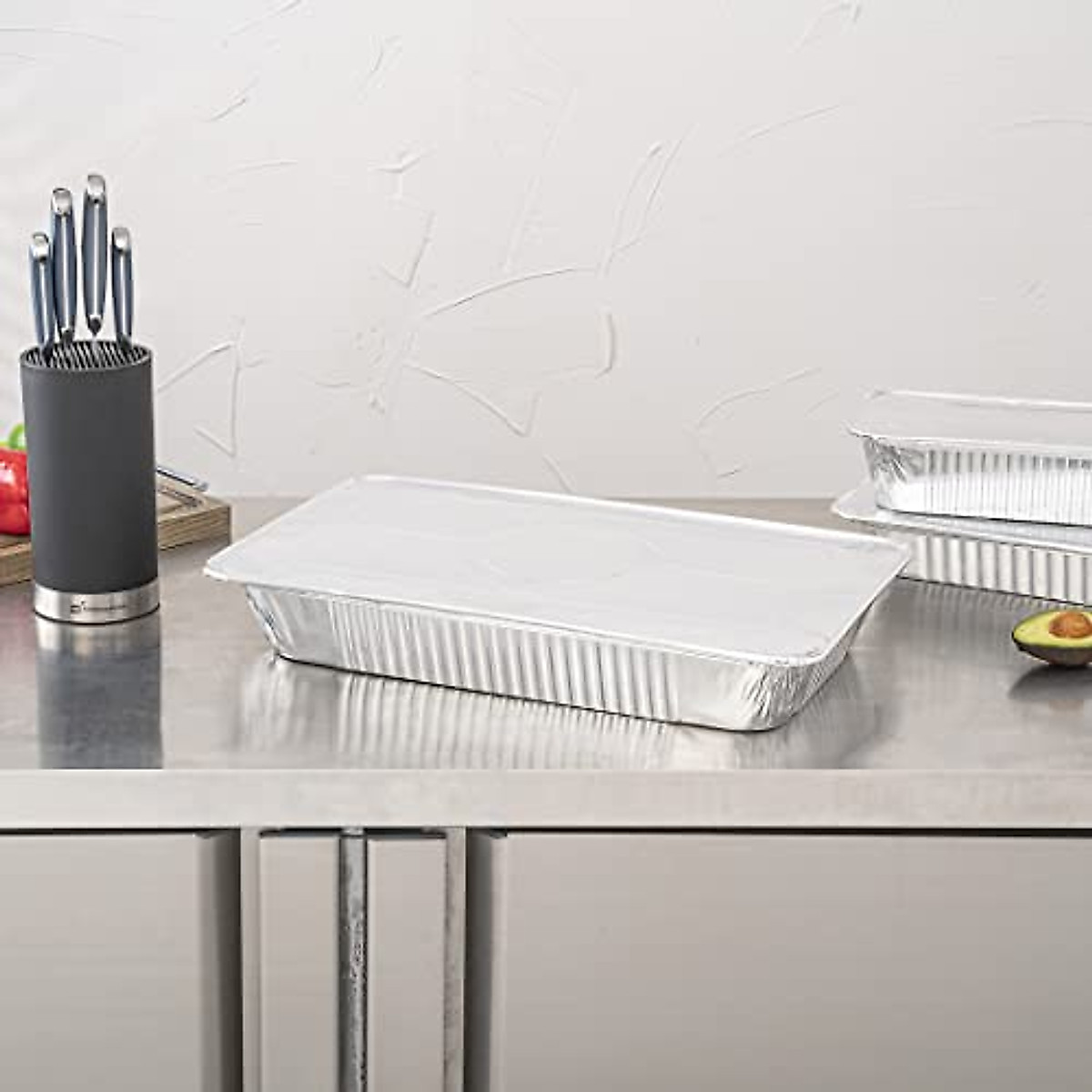 Restaurantware LIDS ONLY: Foil Lux Foil Pan Lids 25 Oven-Ready Foil Tray Lids -Fits Full-Size Steam Table Lids Freezable Silver Aluminum DisposableTurkey Pan Lids Pans Sold Separately