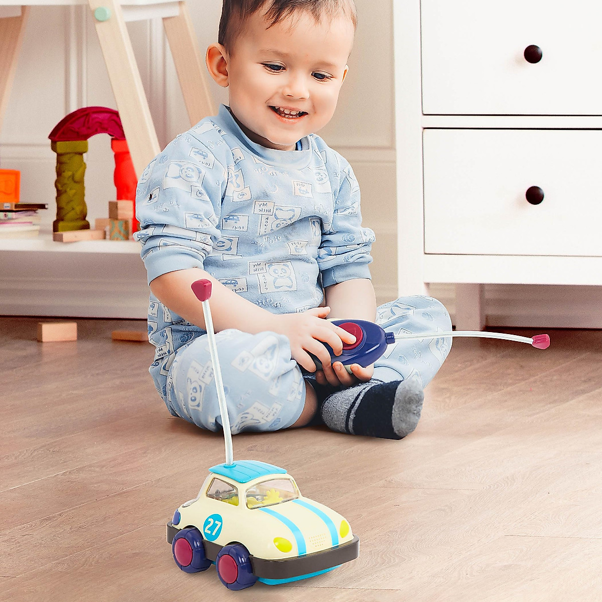 B. toys- Rally Ripster-Remote Control Car – RC Car for Toddlers, Kids – Light-Up Toy Car – Toy Vehicle – 12 Months +