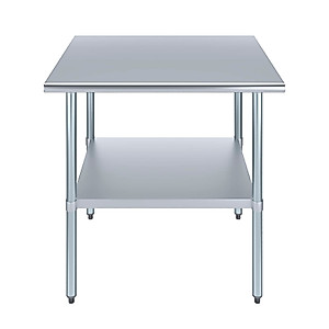AmGood 30 in. x 36 in. Stainless Steel Table | NSF | Metal Utility Kitchen Prep Work Table