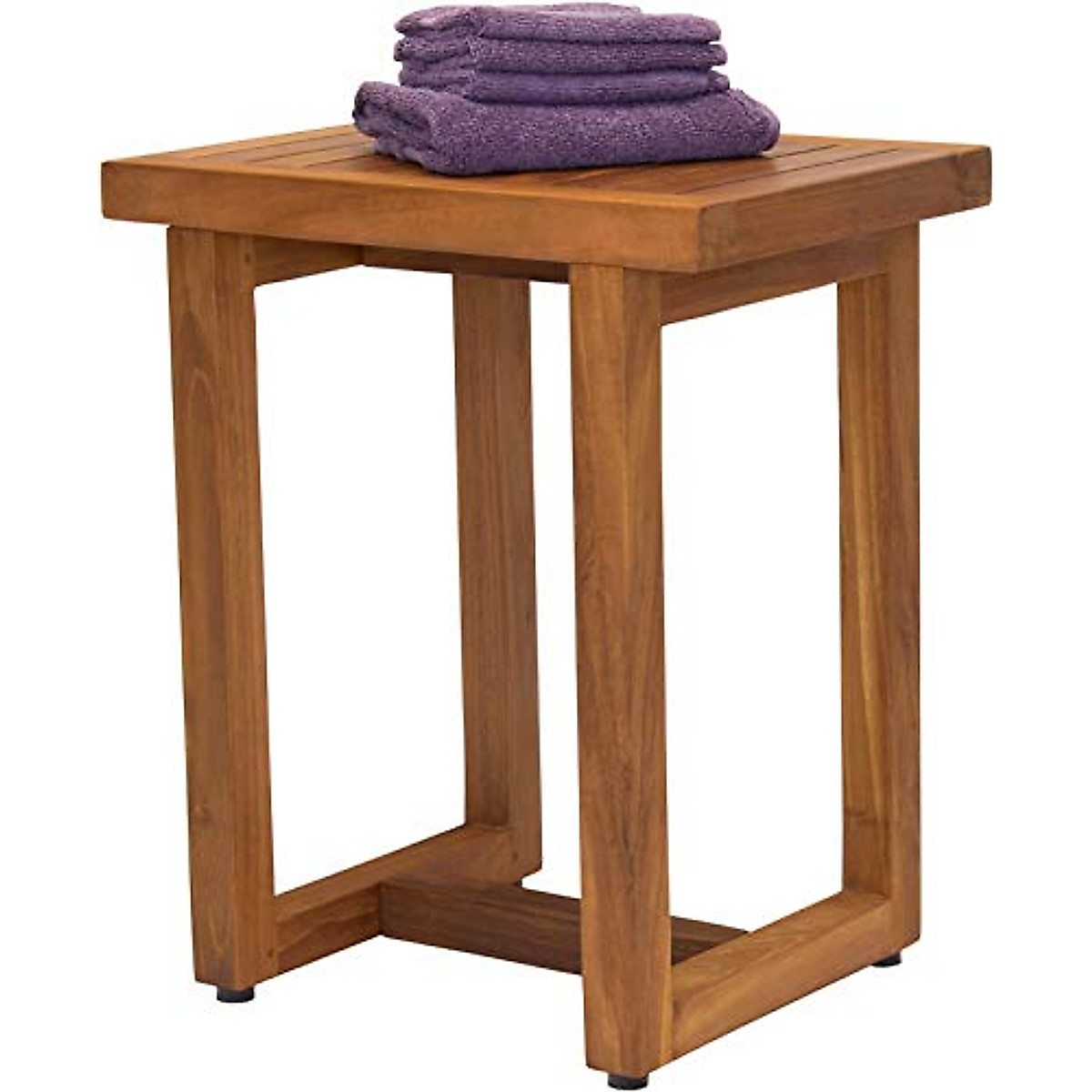 AquaTeak 18" Spa Teak Shower Bench with Elevated Height
