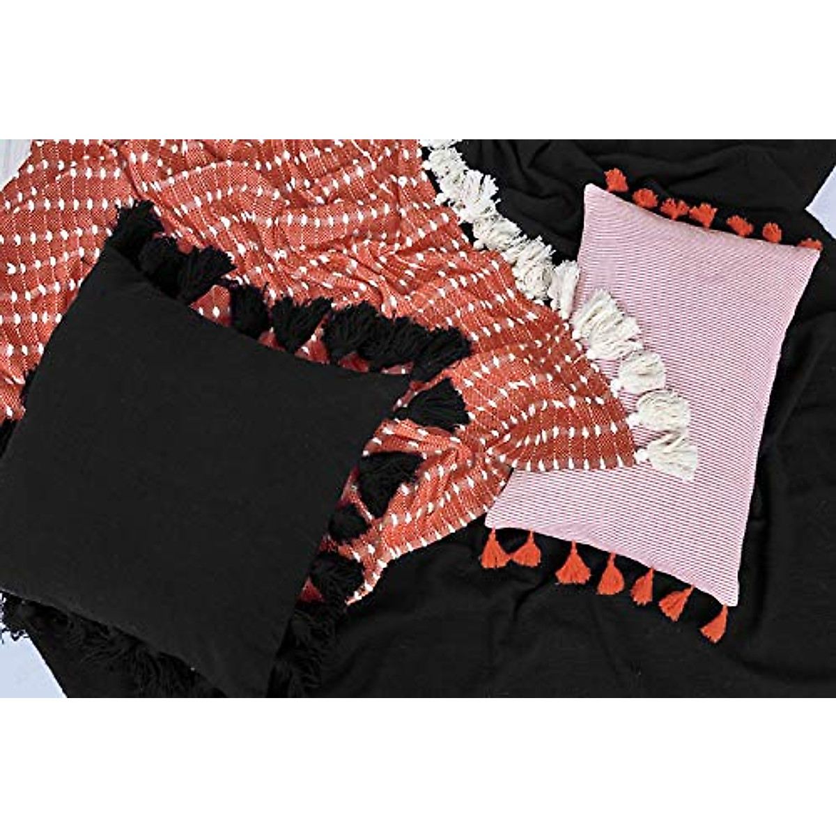 carol & frank Devin Coal Solid Throw Tassled Blanket, Cozy Lightweight for Home Couch Sofa Farmhouse Decor 50x60 inches Gray