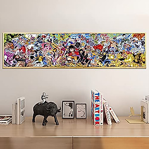 PINKNORDIC Anime WT100 Poster The Straw Hat Pirates Zoro ACE Canvas Wall Art for Living Room Decor Boy Gift (Unframed, 12x48inch)