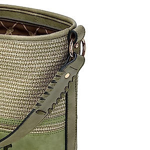 Wrangler Bucket Handbag for Women Weave Hobo Bag Western Shoulder Purse Basket Tote Medium Green WG79-G918GN