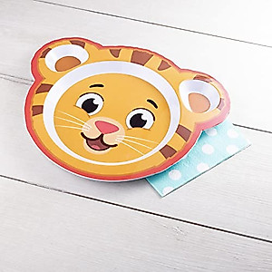 Daniel Tiger Mealtime Feeding Plates - Set of 2, Cute Compartment Dishes with Deep Sides for Kids - Divided Sections for Healthy Eating Habits, Melamine, BPA Free, Dishwasher Safe, Break Resistant