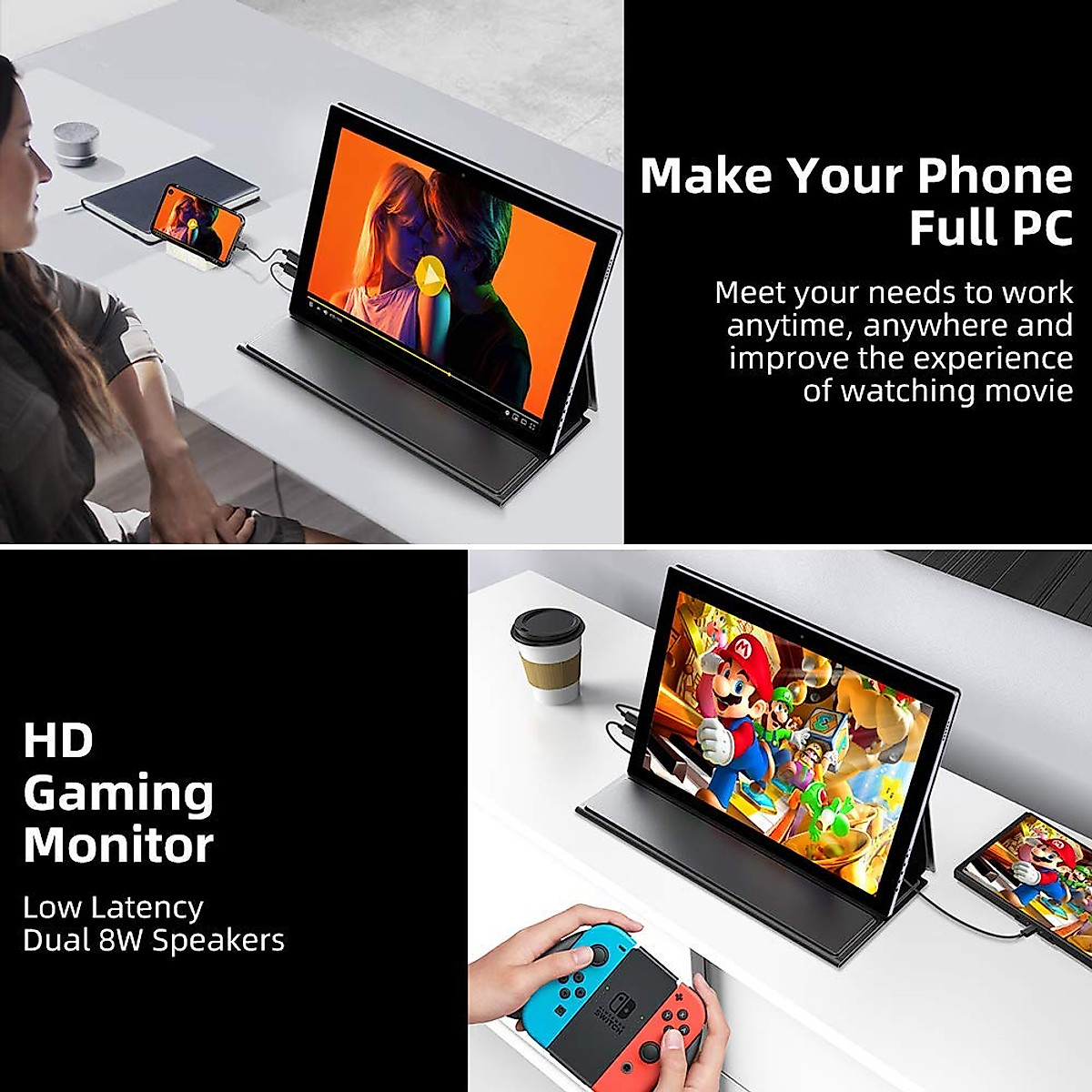 EVICIV Portable Monitor Touchscreen, 12.3” Touchscreen Display 1920x1280, 1200:1, 100% sRGB, 300 Nits Brightness Ultrawide IPS Portable Computer Monitor for Laptop/Gaming/Raspb Pi/Phone
