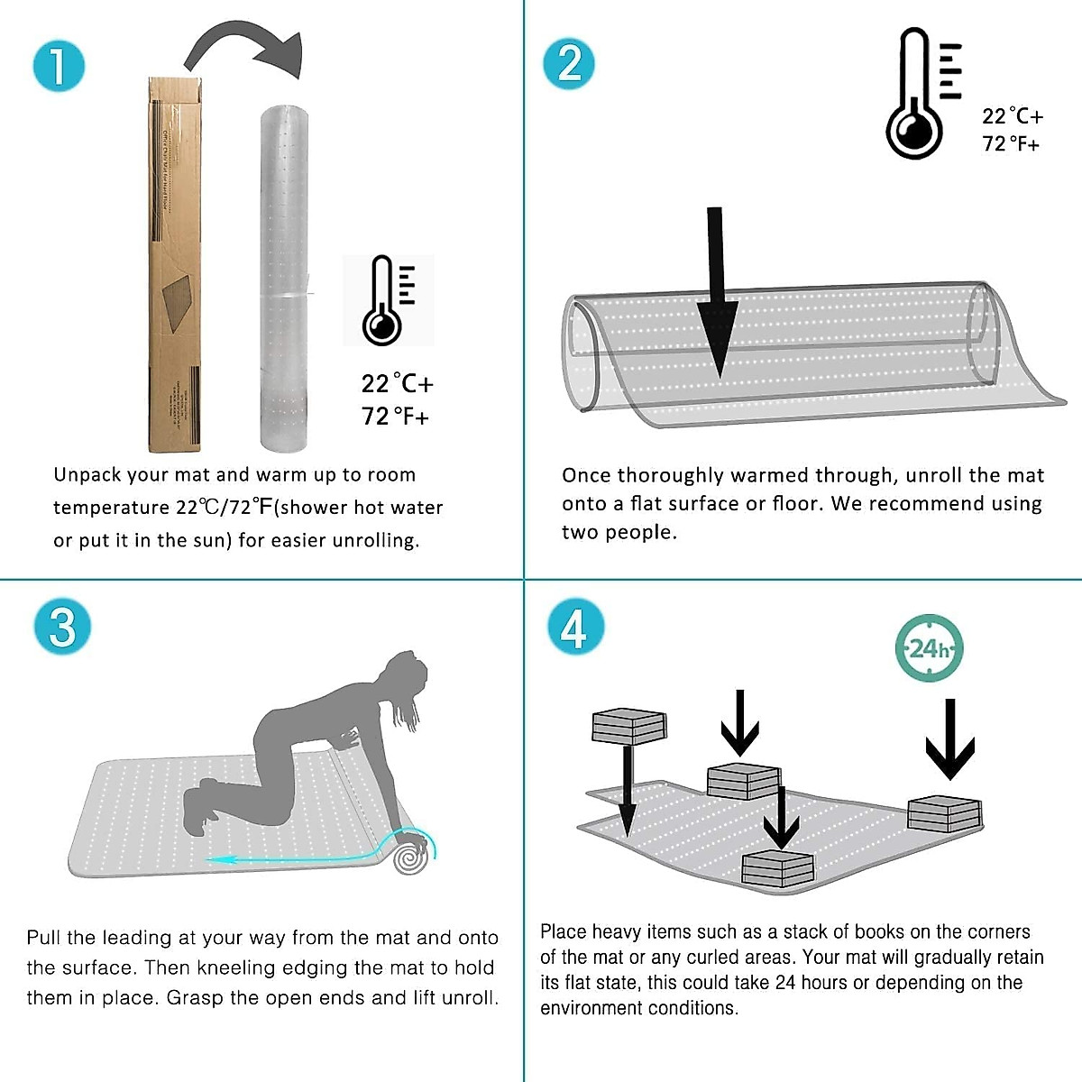 Qmake Office Desk Chair Mat for Carpet Floor Low Pile PVC Protection Anti-Slip Floor Mat Carpeted Chair Mat Clear,48 x 36