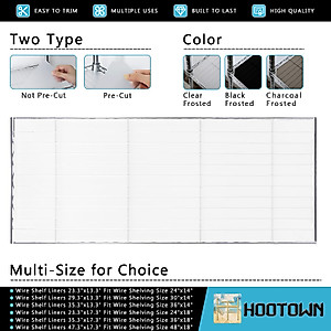 HooTown 5 Sheets Wire Shelf Liners Fit Wire Shelving Size 24 Inch x 14 Inch, Clear Frosted Hard Plastic Protector Mats for Metal Stainless Steel Garage, Cabinets, Kitchen Shelves, Shoe Rack
