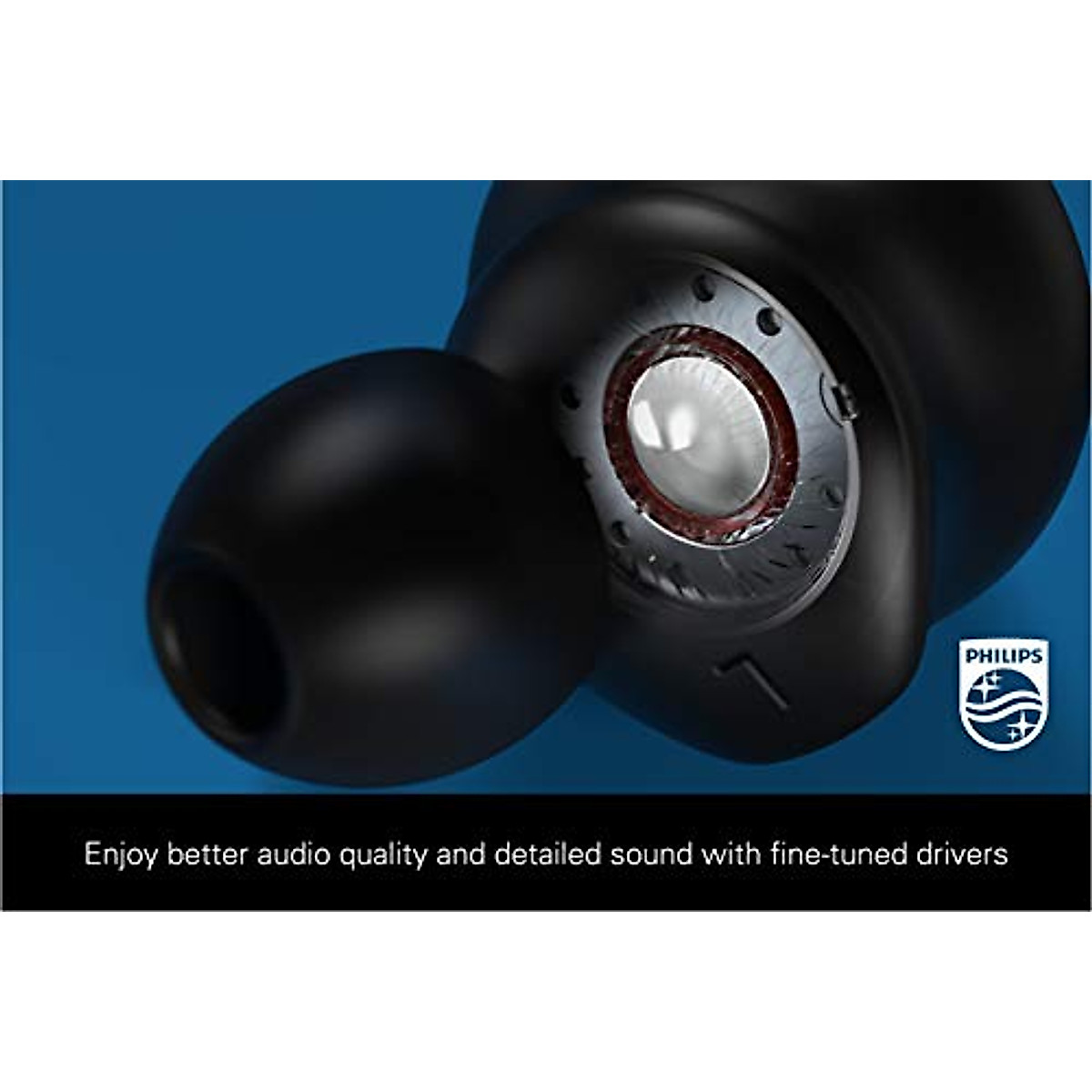 Philips T8505 True Wireless Earbuds, Hybrid Active Noise Canceling (ANC), Bluetooth 5.0 Voice Assistant, IPX4 Splash Resistant, App Control, USB-Charging, Wireless Charging case Included (TAT8505BK)