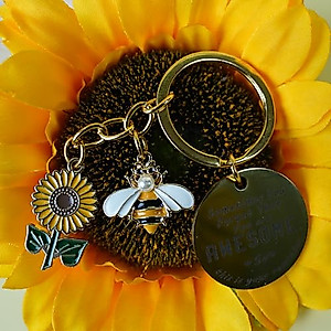 GiftoBi Sunflower Keychains Gifts for Women Sunflower Inspirational Keyring Friendship Sunflower Keychain Gifts Sunflower Key Chain for Women Men Bag Purse Wallet Handbags Backpack