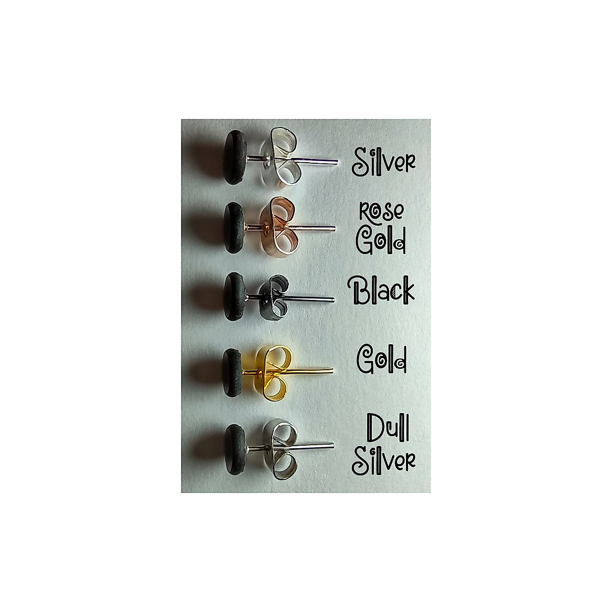 8mm Black or Red Playing Card Suit Studs Made From Plant-Based Polymer Resin, Hypoallergenic Stainless Steel Posts (Diamonds (BLK), Silver)