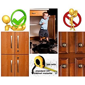K-Rae Evolution Double Door Lock Safety Cabinet Locks with Keys - Kitchen Cabinet Locks for Adults Cupboard Storage Lock Easy to Install Hardware Included 2 Color Options (Keyed Differently)