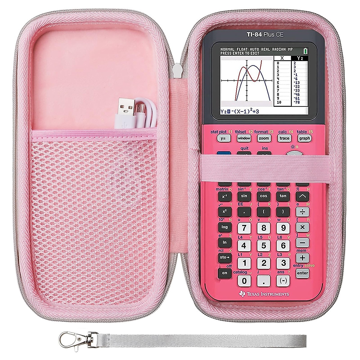 LTGEM EVA Hard Case Compatible with Texas Instruments TI-84 Plus CE/TI-84 Plus/TI-Nspire CX II CAS/TI-Nspire CX II/TI-83 Plus/TI-89 Titanium/TI-85 / TI-89 Color Graphing Calculator, Pink