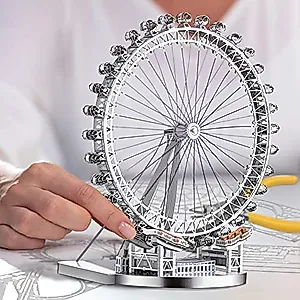 Piececool 3D Metal Model Puzzles for Adults, Upgraded Large London Eye Architecture 3D Metal Models Building Kits, Best Birthday Gifts, 141 Pcs
