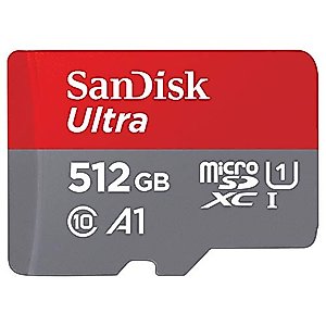 SanDisk 512GB Ultra microSDXC UHS-I Memory Card with Adapter - Up to 150MB/s, C10, U1, Full HD, A1, MicroSD Card - SDSQUAC-512G-GN6MA