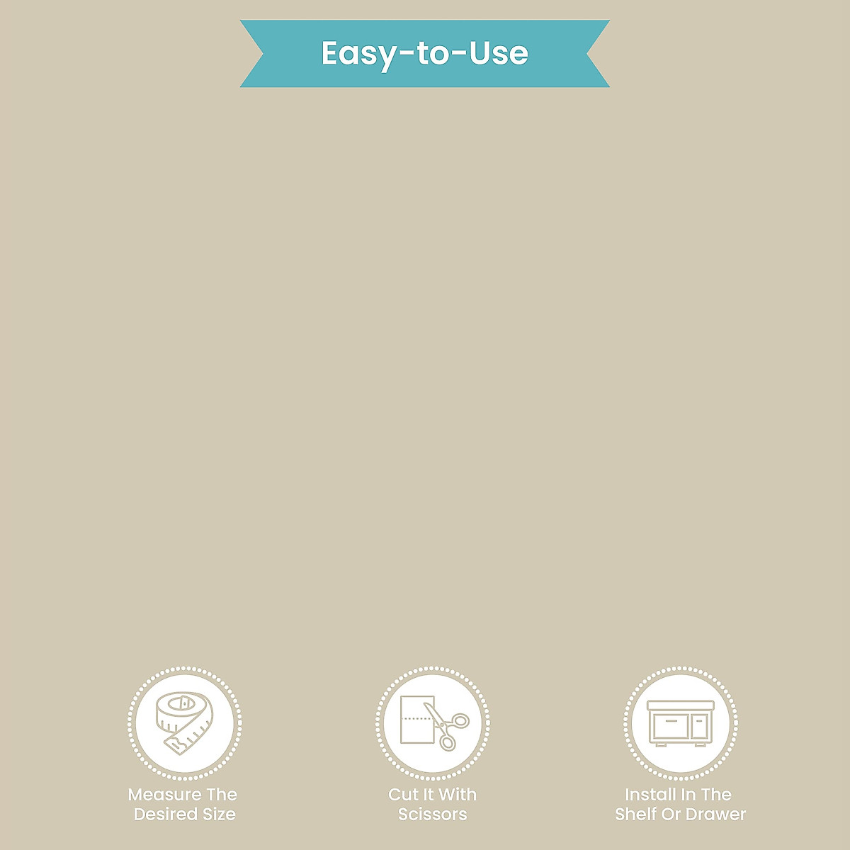 Con-Tact Brand Grip Premium Solid Thick Non-Adhesive Shelf and Drawer Liner, 18" x 4', Taupe, 6 Rolls