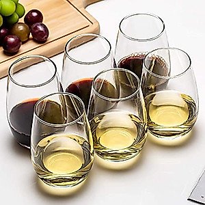 CZUMJJ Stemless Wine Glasses Set of 12 Clear Red White Wine Glass for Party, Wedding, Anniversary - 13 Oz