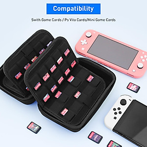 FANPL 120 Switch game Hard EVA Carrying Case Bag, Portable Card Protector with Dual Zipper, Card Collector Album Holder for Nintendo Switch Game Cards and PS Vita Game Cards