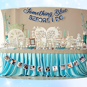 Yeaqee 2 Pcs Something Blue Before I Do Bridal Shower Decorations Including Something Blue Before I Do Banner Blue Photo Banner Bridal Party Decorations for Wedding Engagement Anniversary Party Decor