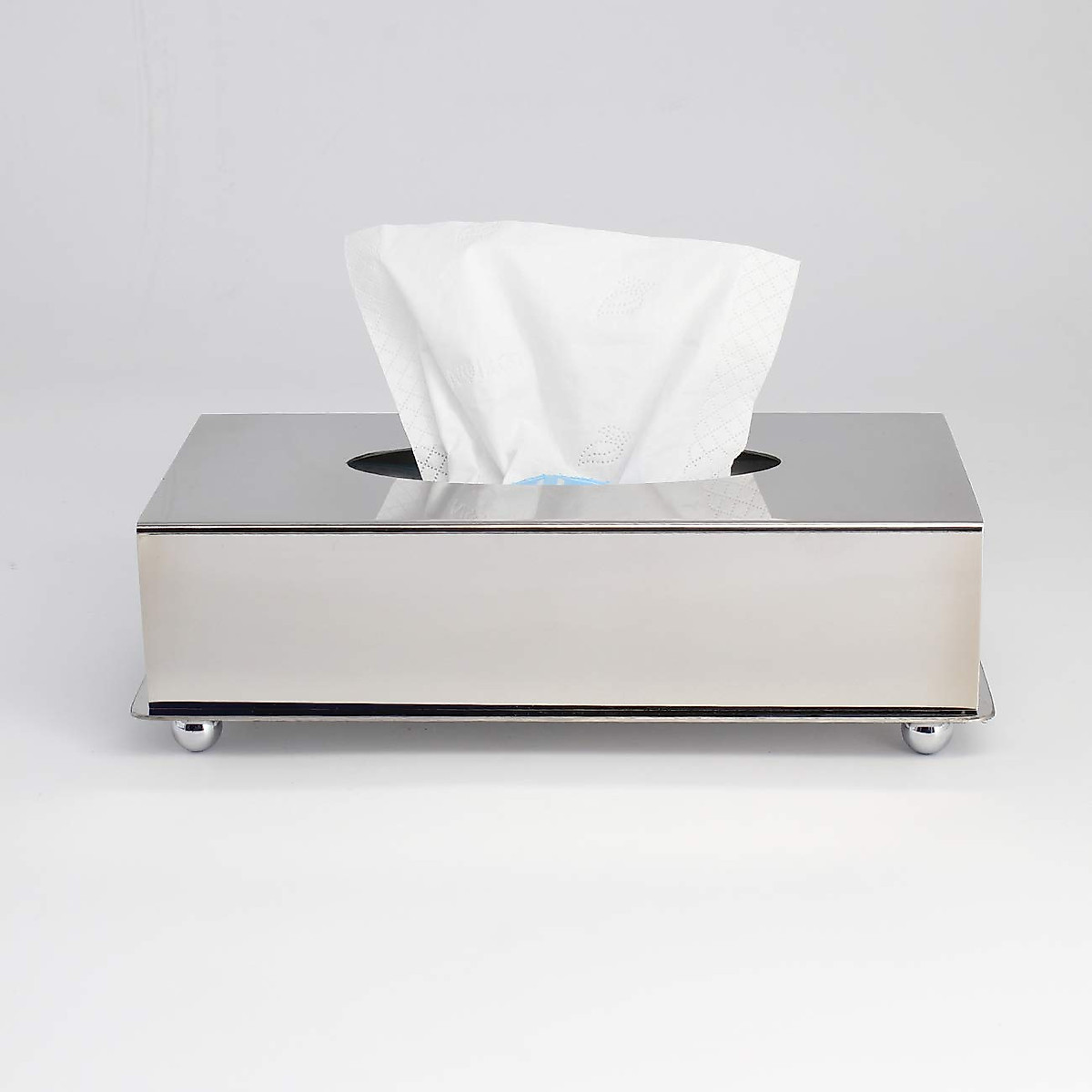 kimzcn Rectangular Tissue Box Cover - Stylish Stainless Steel Paper Facial Cover, Modern Metal Tissue Box Holder for Bedroom/Bathroom/Vanity/Countertop/Office, Polished Finish