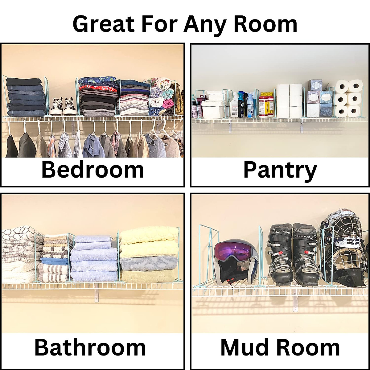 Evelots Wire Shelf Dividers -8 Pack- Closet Storage & Organization for Office, Pantry, Garage - Tall Shelf Separator - Easy Clip-No Tool - Coated Steel