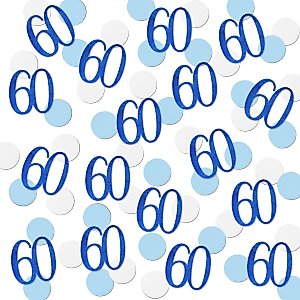 Blue Glitter 60 Confetti, 60th Birthday Number Confetti, 200pcs Anniversary Party Table Decoration Supplies