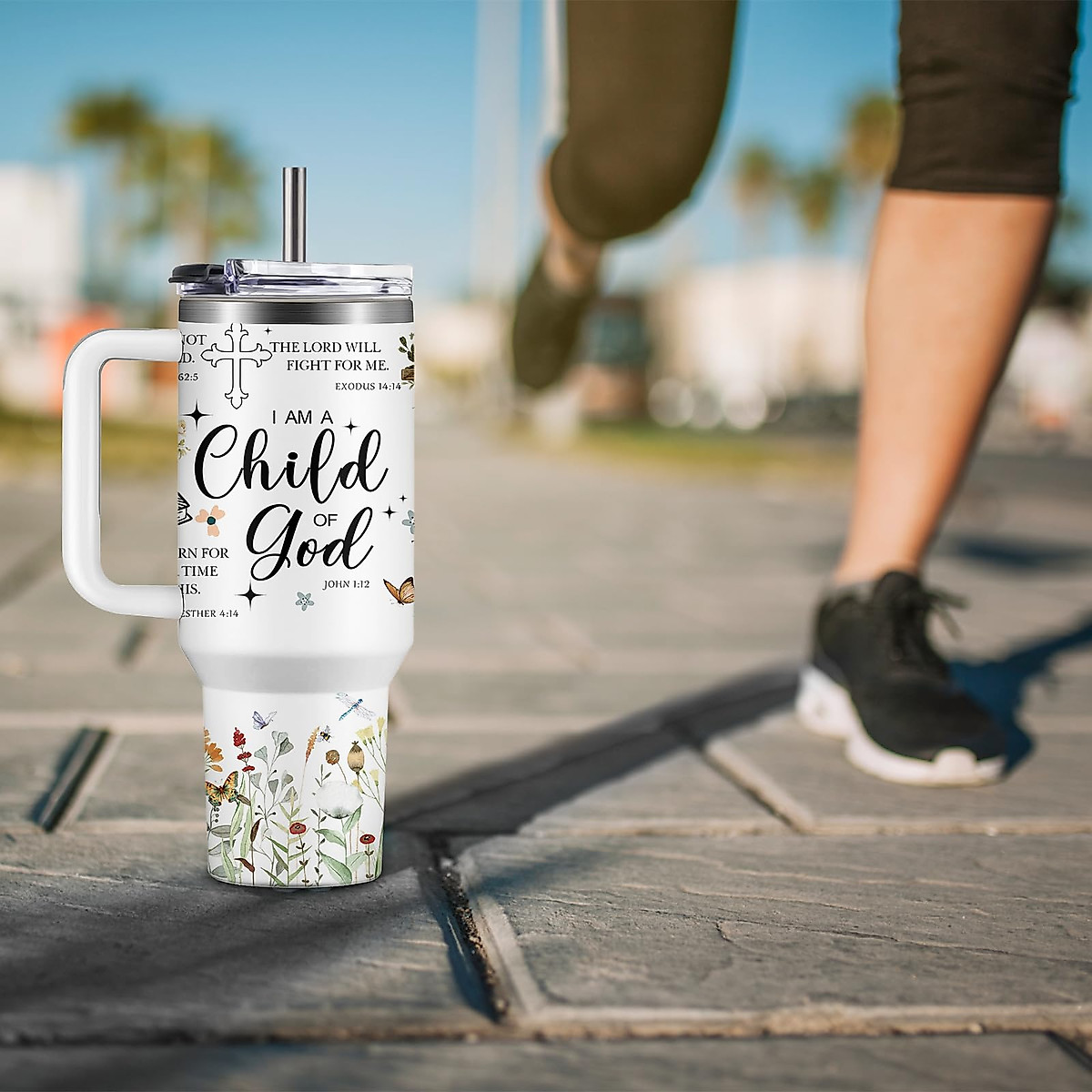 Christian Gifts for Women God Tumbler 40oz Child of God Gifts Coffee Travel Cup - Inspirational Religious Birthday Catholic Spiritual Gift for Sister Friends, Baptism Confirmation Gift for Girls