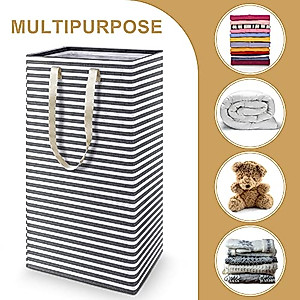 QEIDLHF 2-Pack Laundry Hamper 75L Basket Collapsible Large Clothes Storage Basket with Easy Carry Handles Freestanding Waterproof Clothes Hamper for Clothes Toys Organizer, Grey