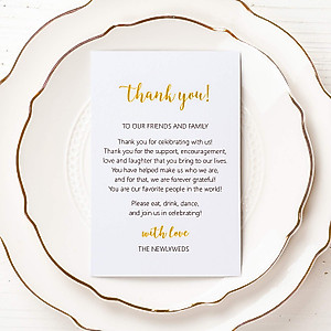 Crisky 50 Pcs Wedding Thank You Place Setting Cards, Foil Gold Thank You, Chic and Elegant Wedding Table Centerpieces and Wedding Decorations, Wedding Supply, 4 x 6 inch