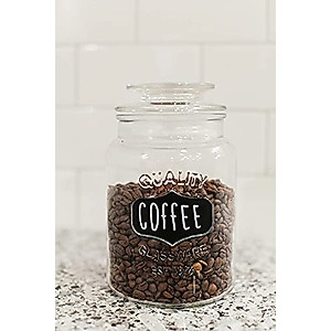 Kitchen Round Clear Glass Airtight Lids Chalkboard Canister Jar (Set of 3) with 3 Stick on Labels and Chalk Small