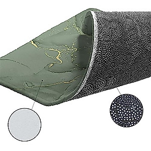 Welcome Doormat Sage Green Marble Crack Art,Rubber Backing Kitchen Carpet Gold Foil Edge Golden Line,Durable Washable Entry Rugs for Bedroom Dining Room Front Door Decor 16x24In