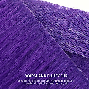 4 Pieces Faux Fox Fur Square Fabric Shaggy Fur Patches Fabric Cuts Chair Cover Seat Cushion Pad for DIY Craft (Purple,2 x 59 Inch)