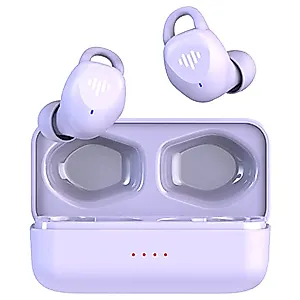 iLuv TS100 Sports Wireless Earbuds, Secure Earhooks, Bluetooth, Built-in Microphone, IPX7 Waterproof & Shock Protection, Compatible with Apple & Android; Includes Charging Case and 4 Ear Tips, Purple