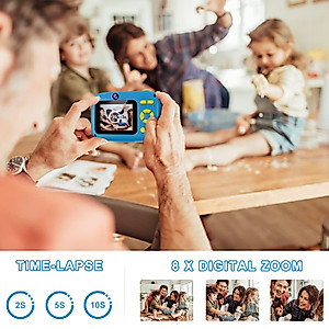 Kids Camera Toys for 4-8 Year Old Boys, Selfie Camera for Kids for Boys Age 3-6,Kids Time Lapse Camera with 32G Memory Card by Elimiic (Navy)